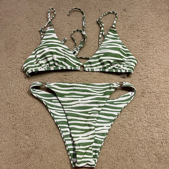 SHEIN | Swim | Green Zebra Print Bikini | Poshmark